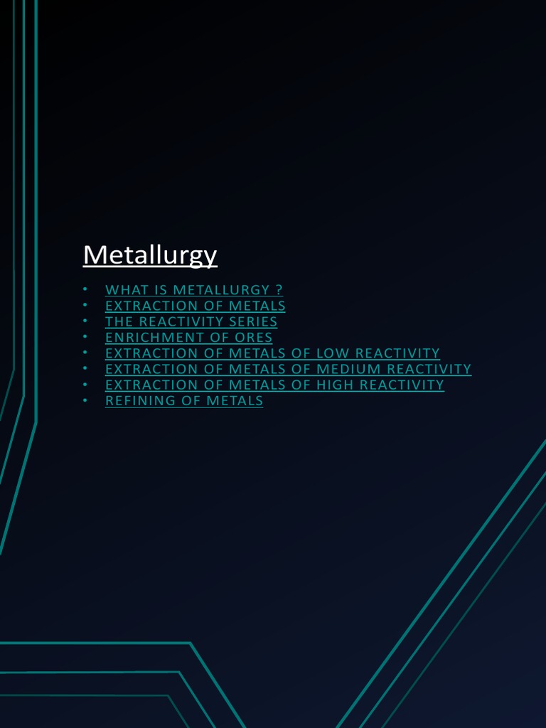 Metallurgy | PDF | Redox | Metals