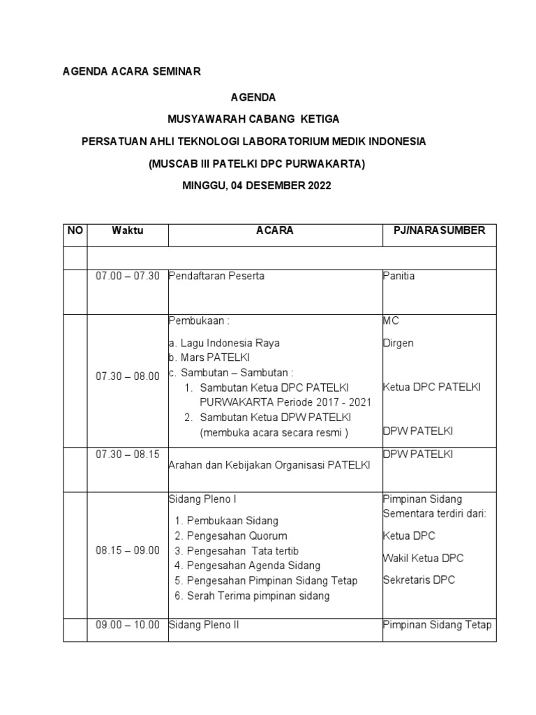 Susunan Acara Muscab | PDF