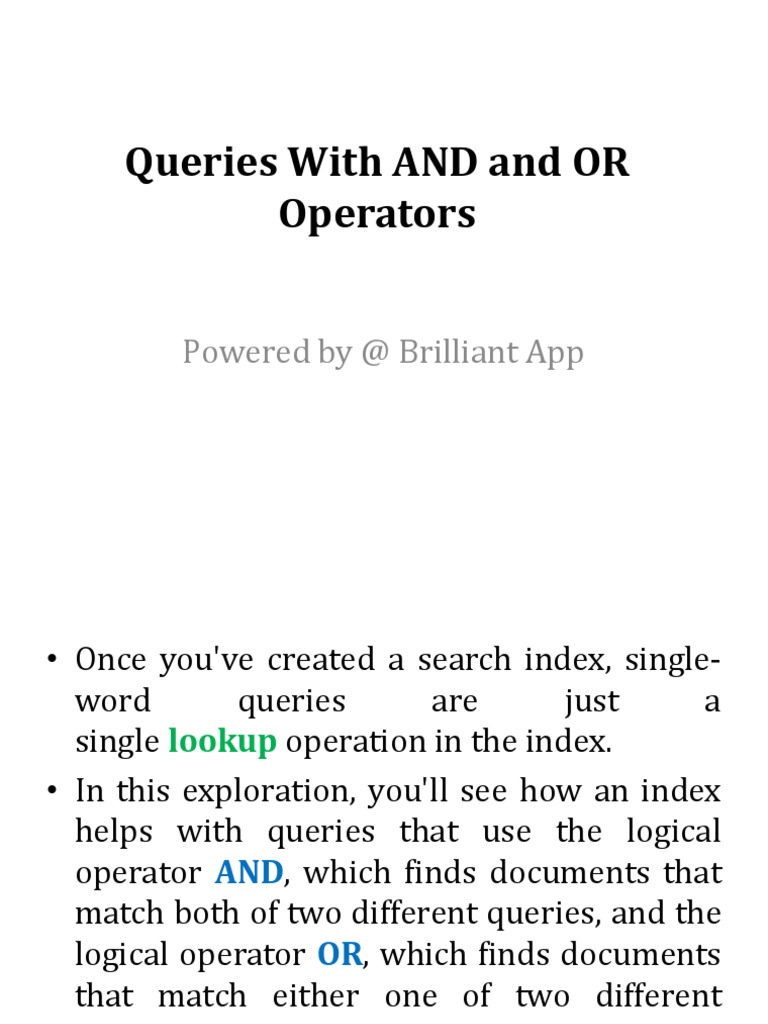 Queries With AND and OR Operators | Download Free PDF | Search Engine ...