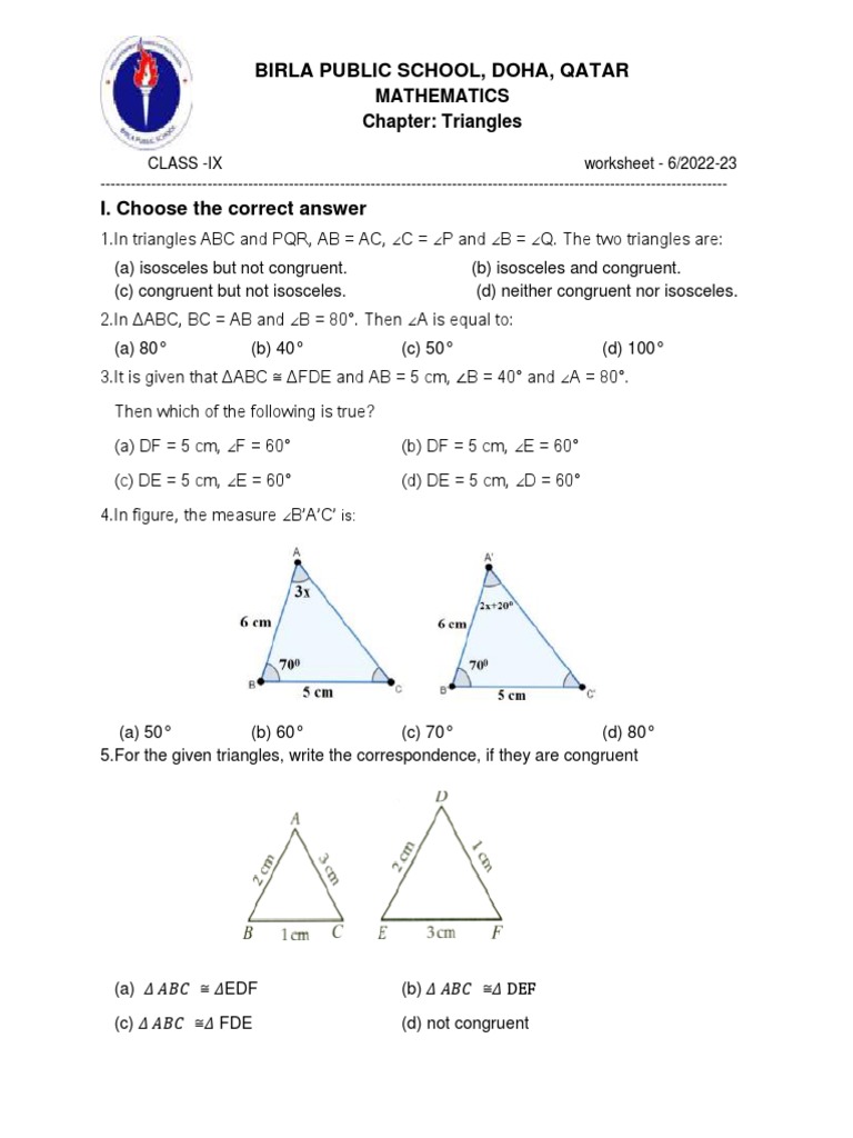 9.triangle Worksheet 2022-23 | Download Free PDF | Triangle | Triangle ...