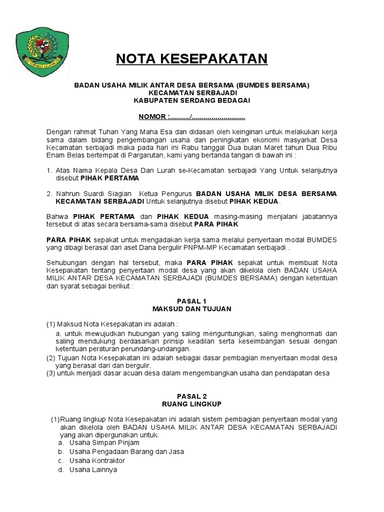 Nota Kesepakatan | PDF