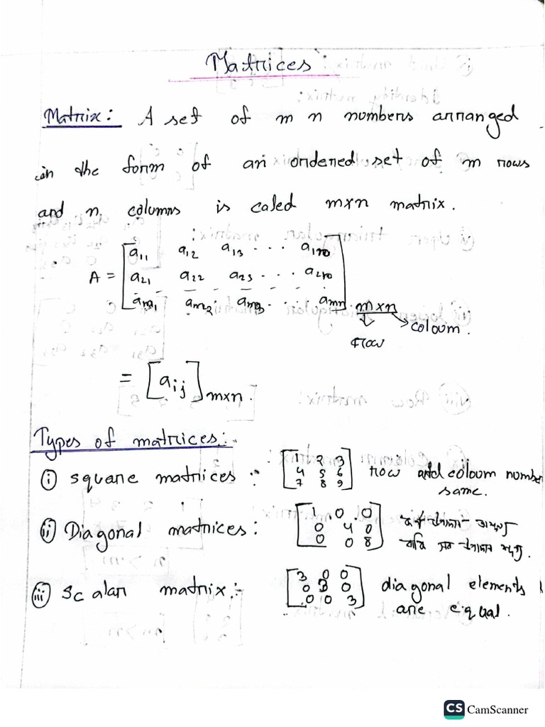 Matrices Note Pdf