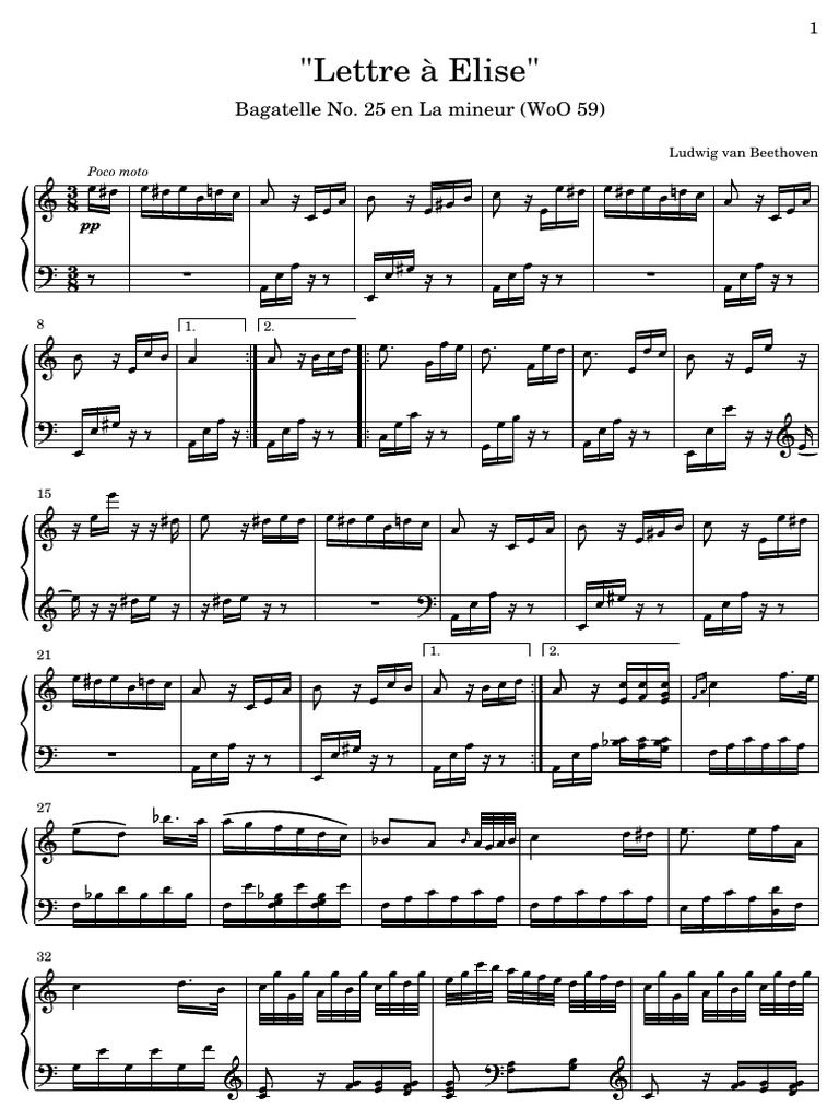 Lettre A Elise Partition Piano | PDF