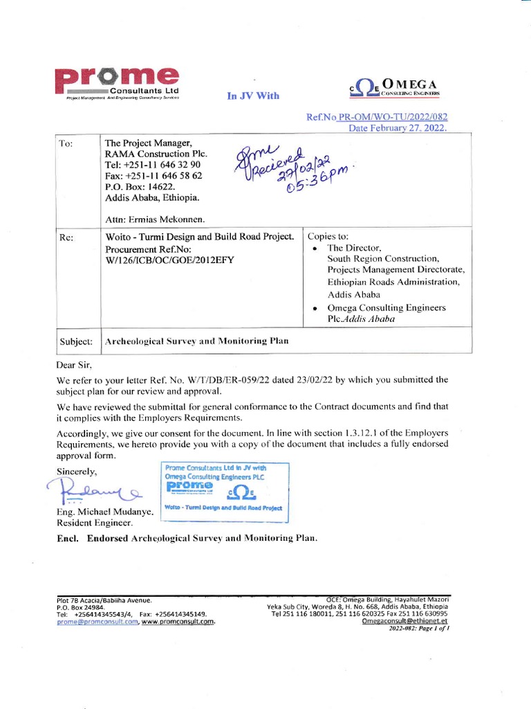 Archaeological Monitoring Plan for Woito-Turmi Road | PDF | Archaeology ...