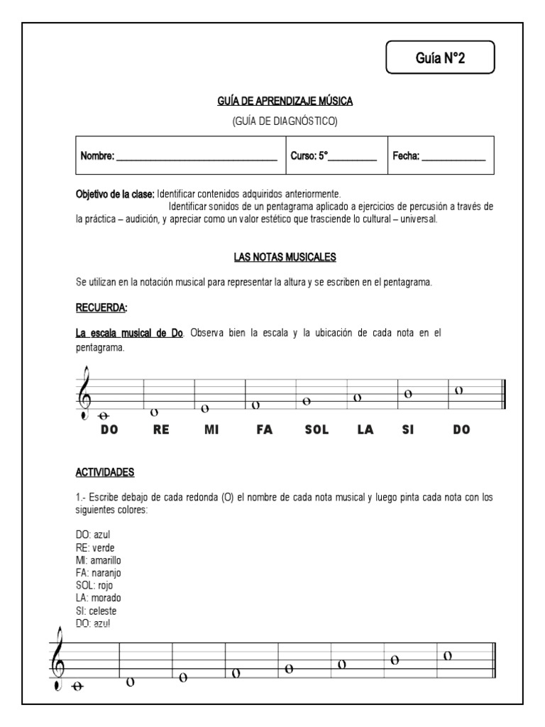 Guía de Aprendizaje de Música 5° | PDF | Artes del Lenguaje y ...