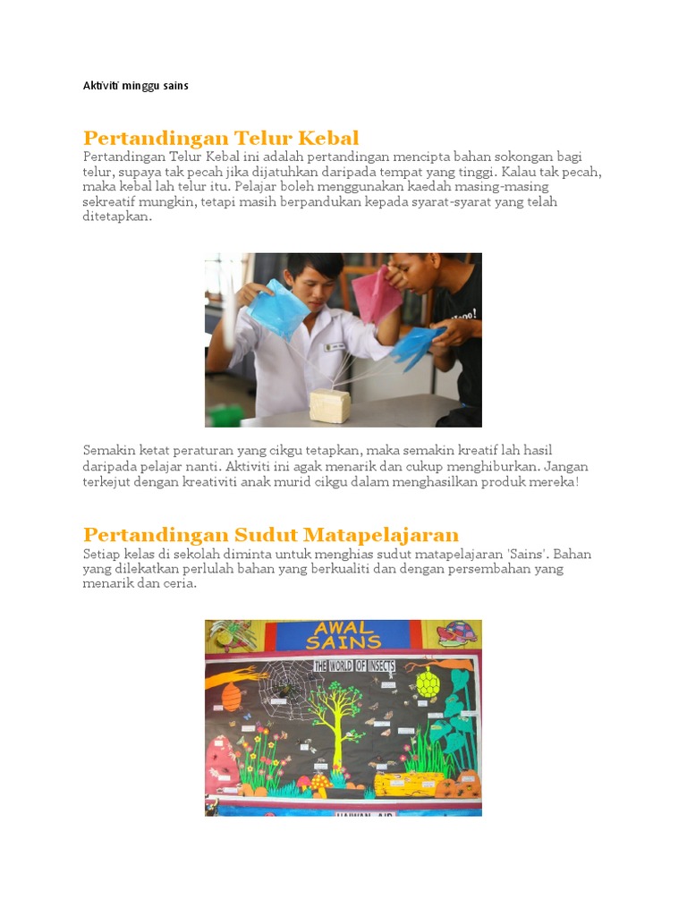 Aktiviti Minggu Sains | PDF