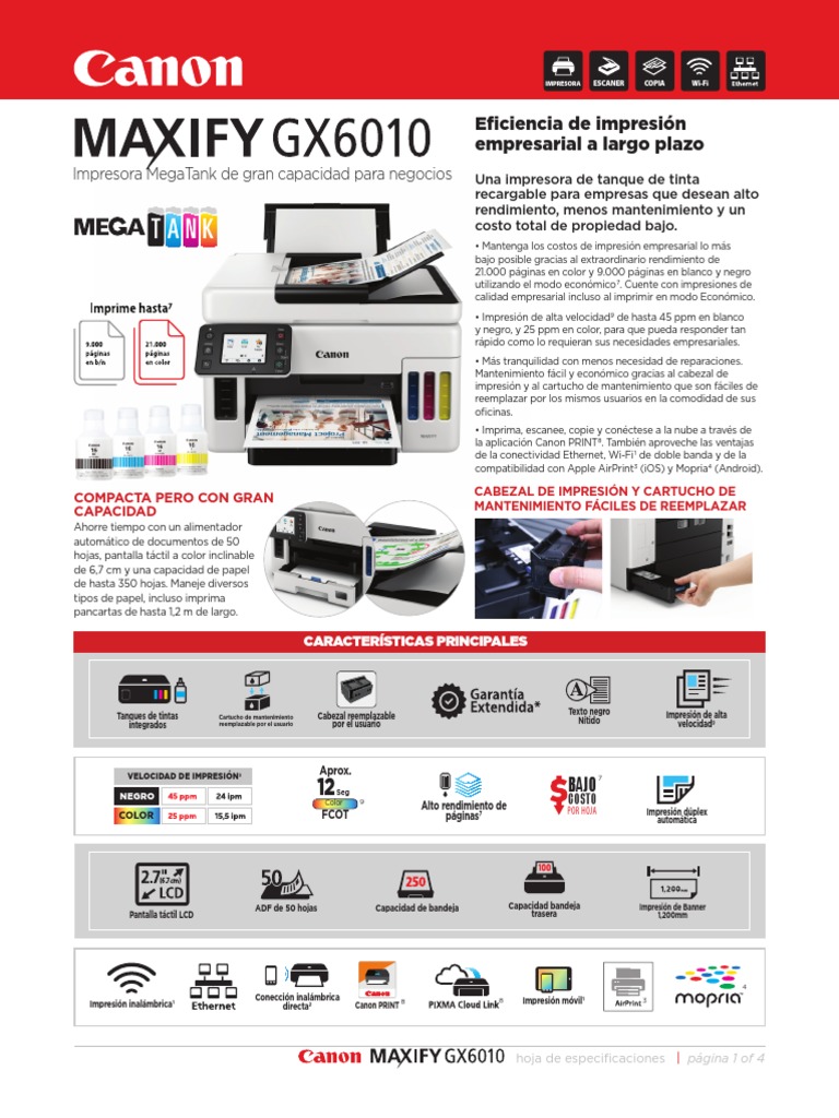 CANON - MAXIFY-GX6010 - Setupsheet - ESP Final | PDF | Mac OS | Impresora (Computación)