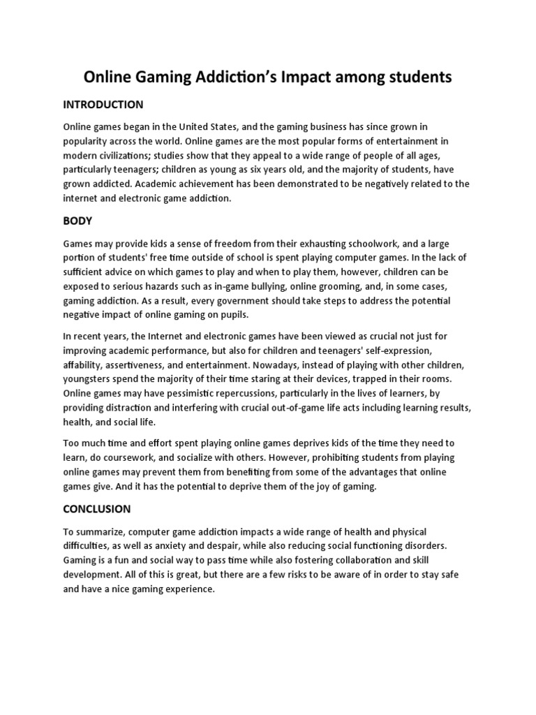 Addiction To Online Games Among Students | PDF | Internet | Social ...