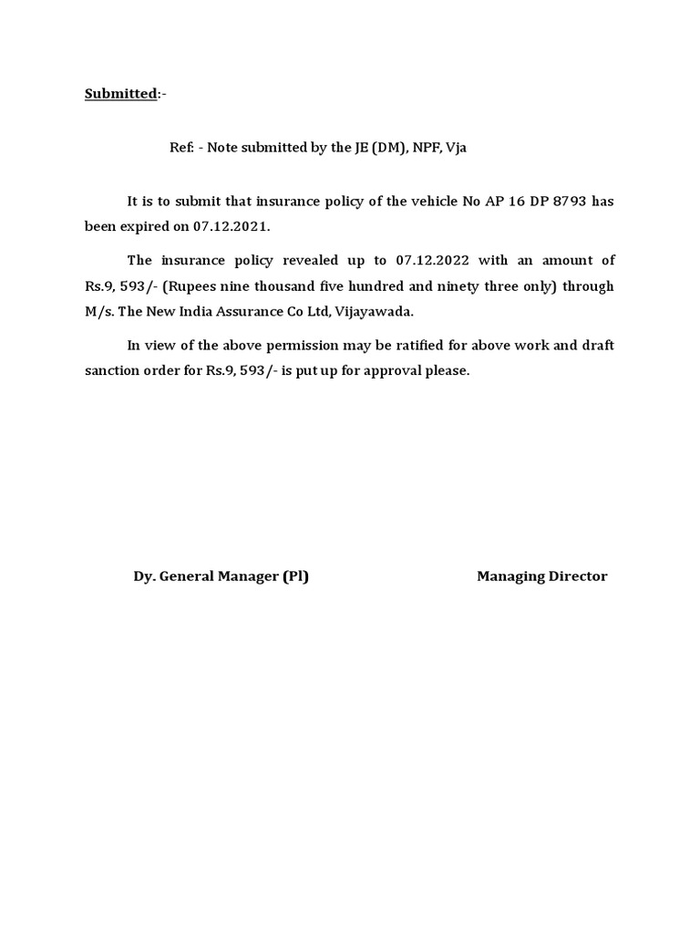 Sanction Order - Insurance Renewal - AP 16 DP 8793 - Reg. | PDF | Business