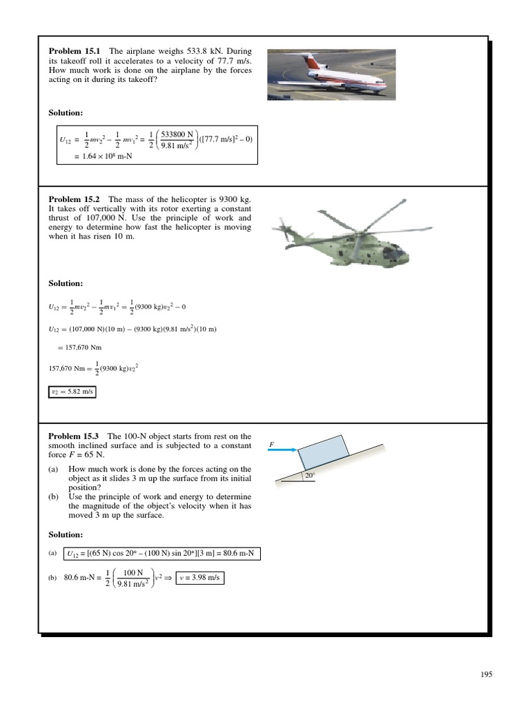 Work and Energy Problems Solutions | PDF