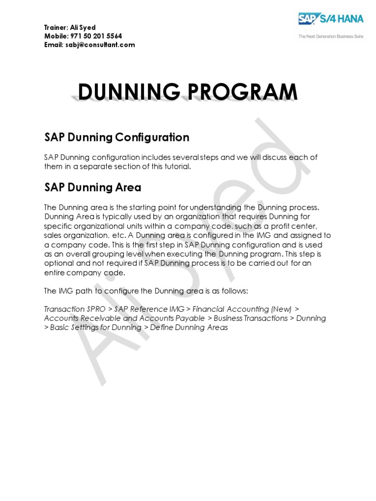SAP Dunning Configuration Guide | PDF | Accounts Payable | Computing