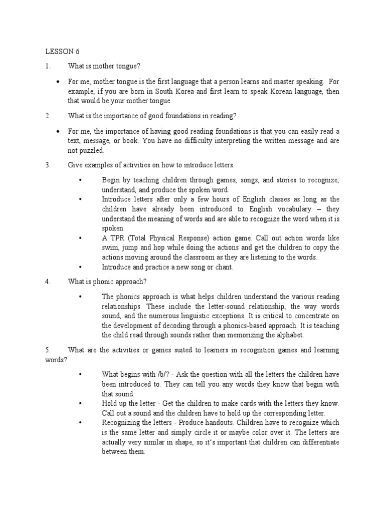 Lesson 6 | PDF | Phonics | Linguistics