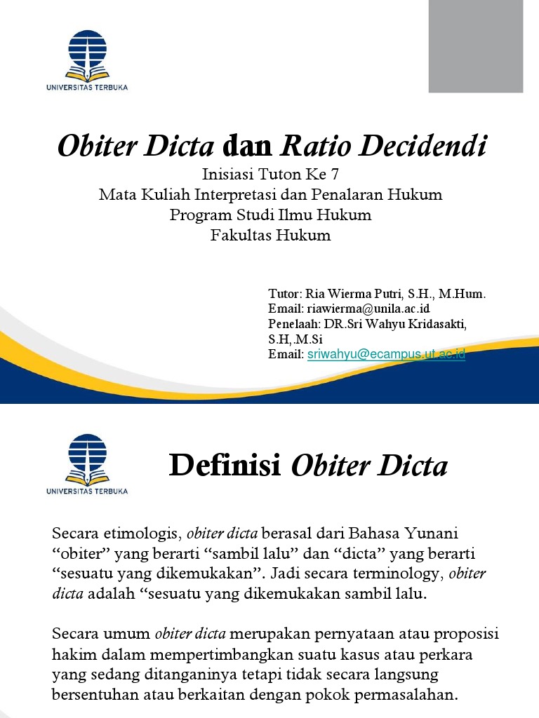 Materi Sesi-7 Obiter Dicta Dan Ratio Decidendi | PDF