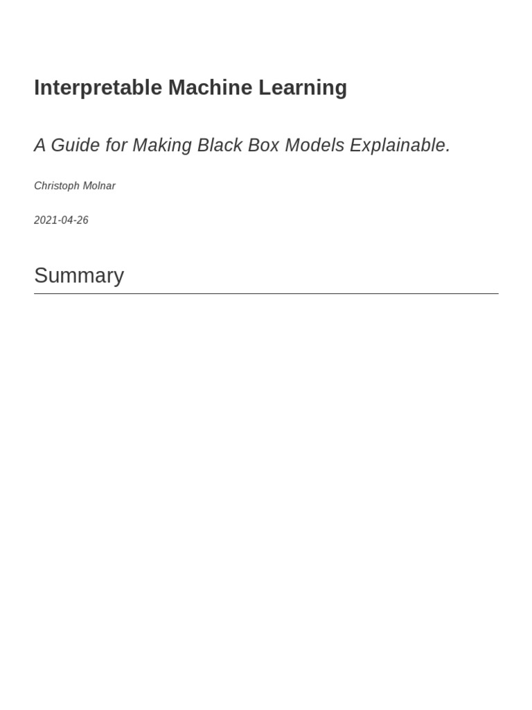 Christoph Molnar-Interpretable Machine Learning-2021 | PDF | Machine ...