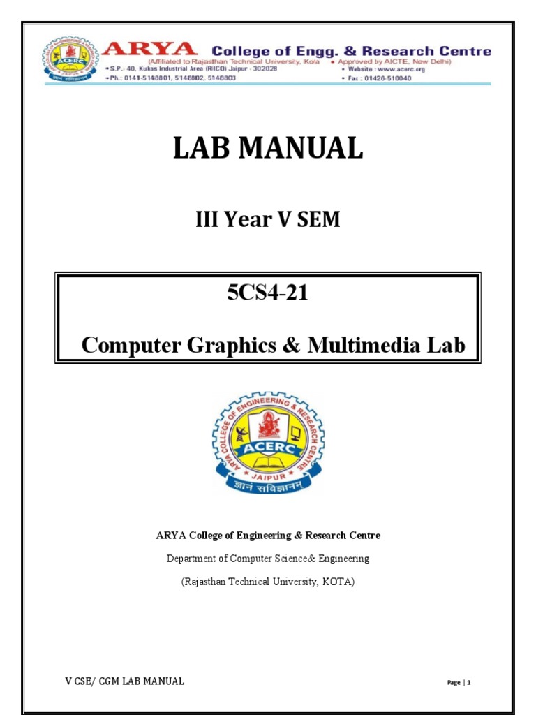 CGM V Sem Lab Manual | PDF | Engineering | Design CGM V Sem Lab Manual | PDF | Engineering | Design