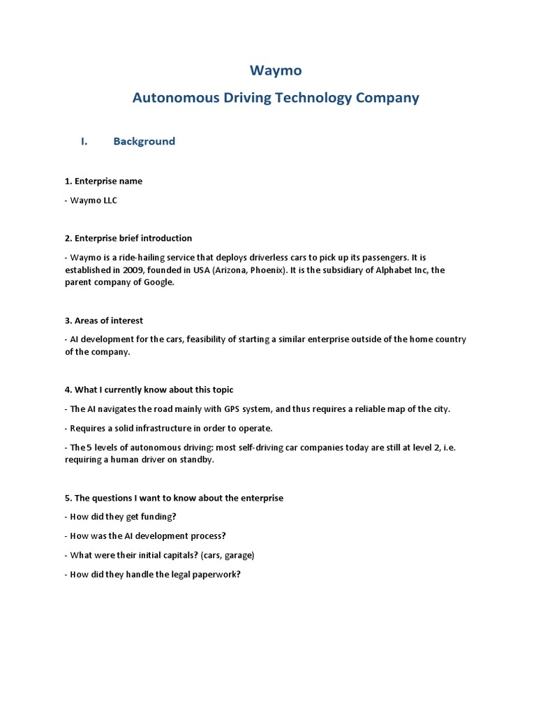 Research Plan - Waymo | PDF | Waymo | Computing