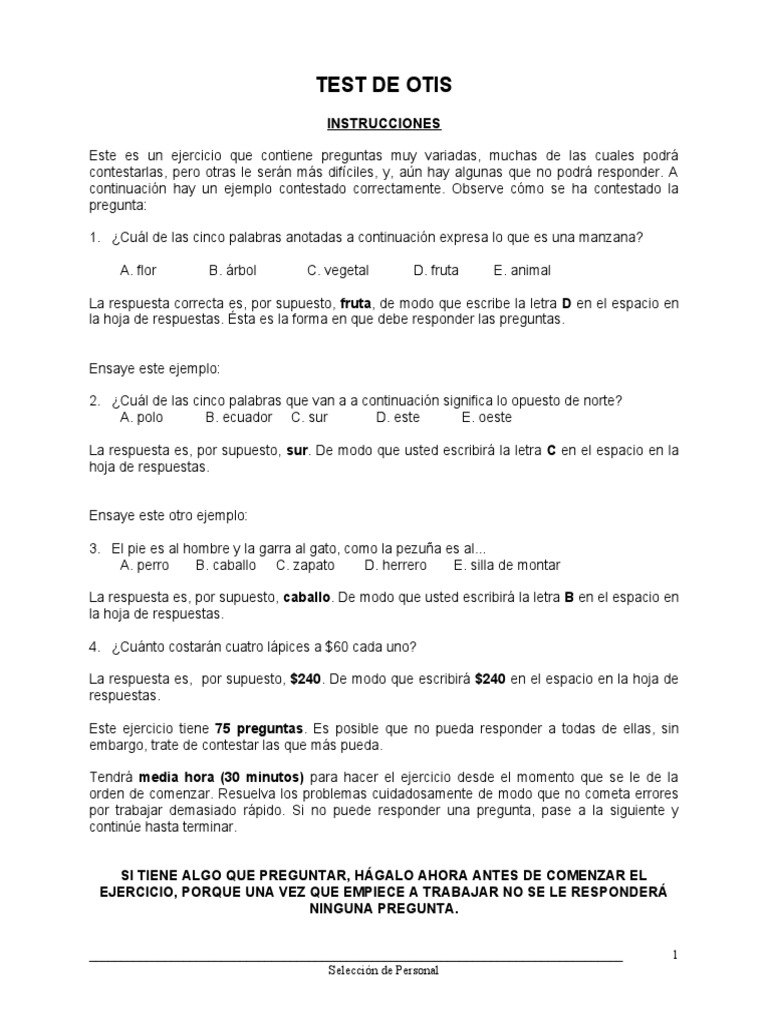 Test de Otis | PDF