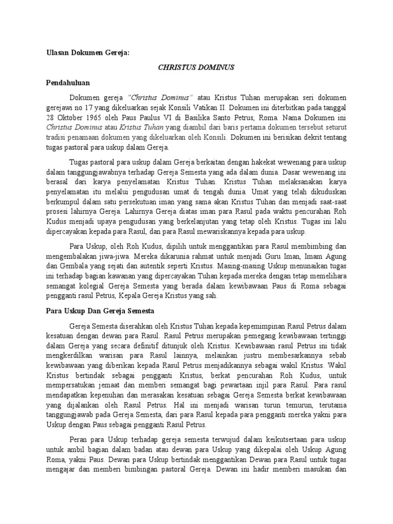 Ulasan Chritus Dominus | PDF
