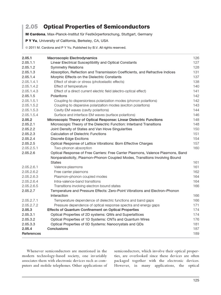 2.05 M Cardona - Optical Properties of Semiconductors | PDF