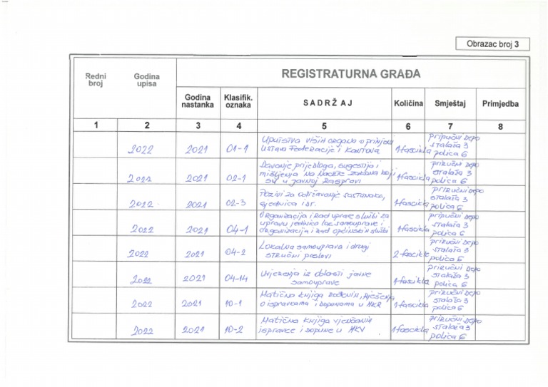 Primjerak Arhivske Knjige | PDF
