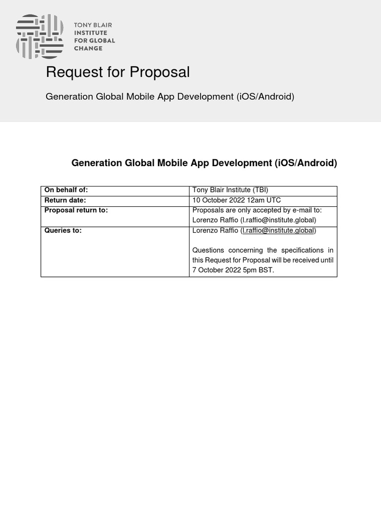 Mobile App Development RFP for TBI | PDF | Mobile App | Ios