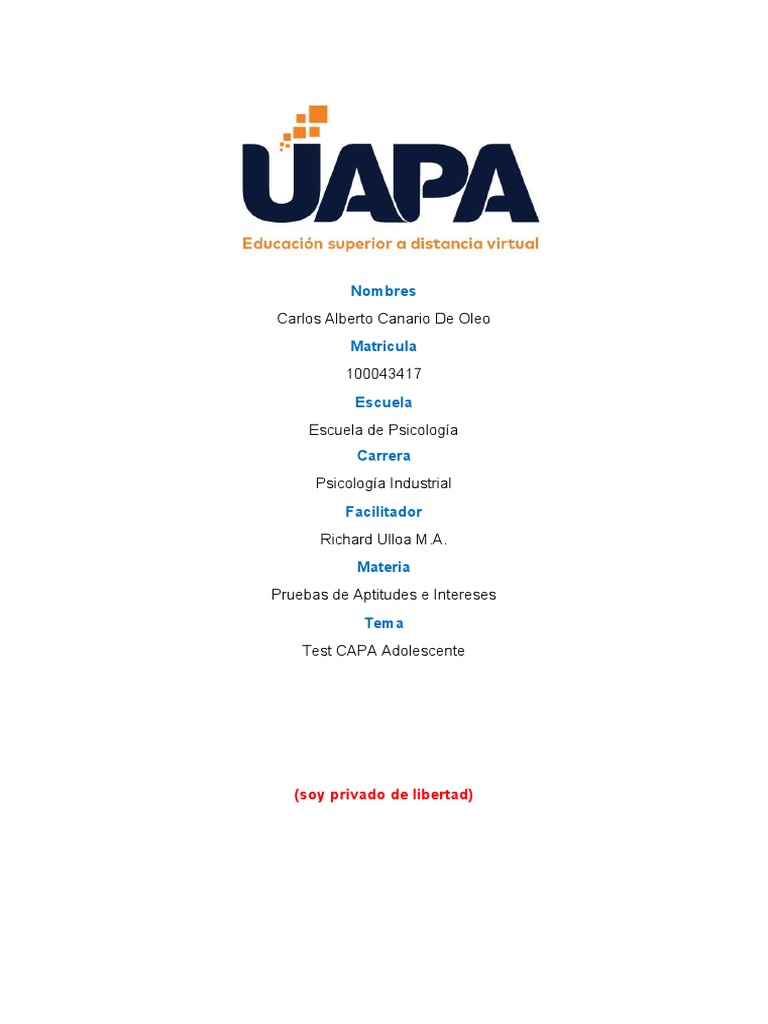 Tarea 7. Pruebas de Aptitudes e Intereses. | Descargar gratis PDF | Sicología | Las emociones