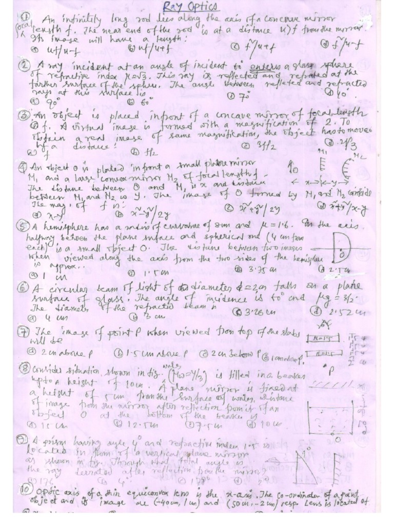 Hand Written Ray Optics | PDF