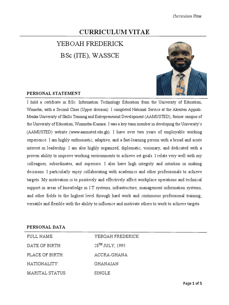 CV Yeboah Frederick | PDF | Entrepreneurship | Communication