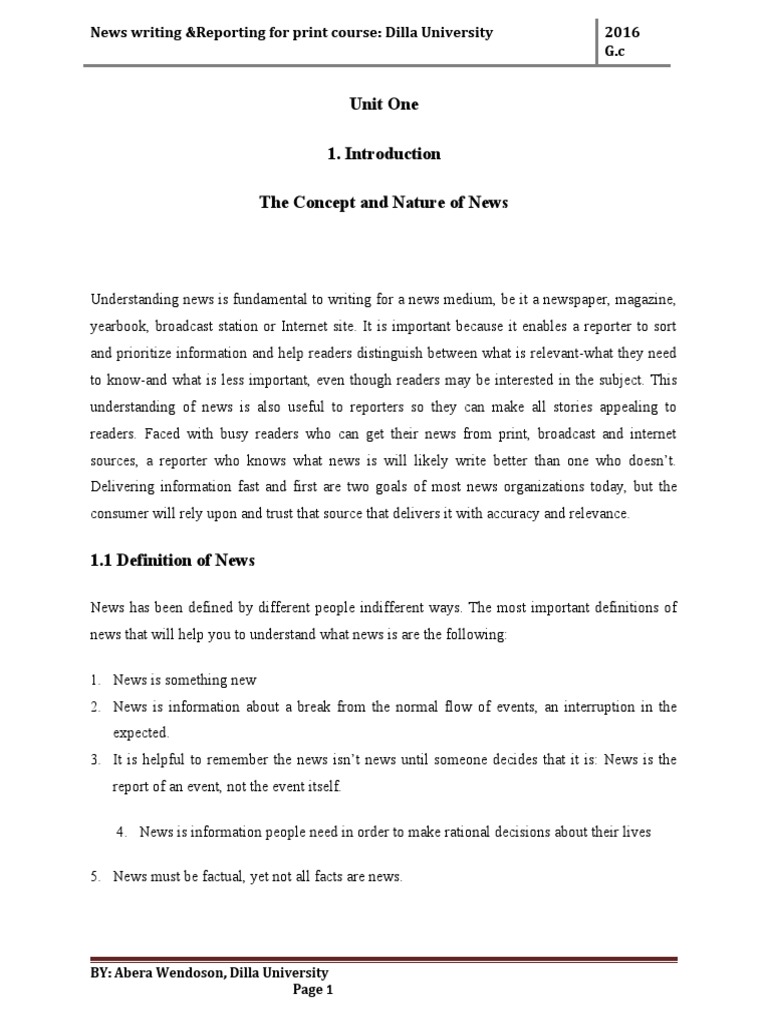 News Writing & Reporting Course Overview | PDF | News | Newspapers