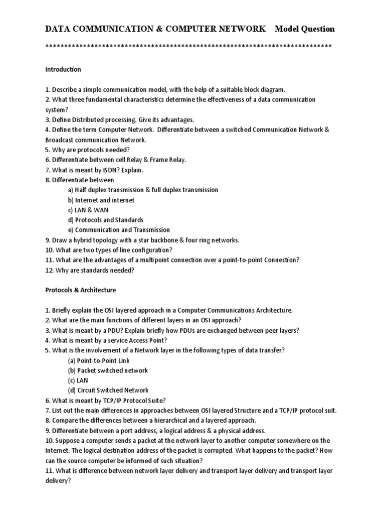 DCCN Model Question-Theory | PDF | Computer Network | Databases