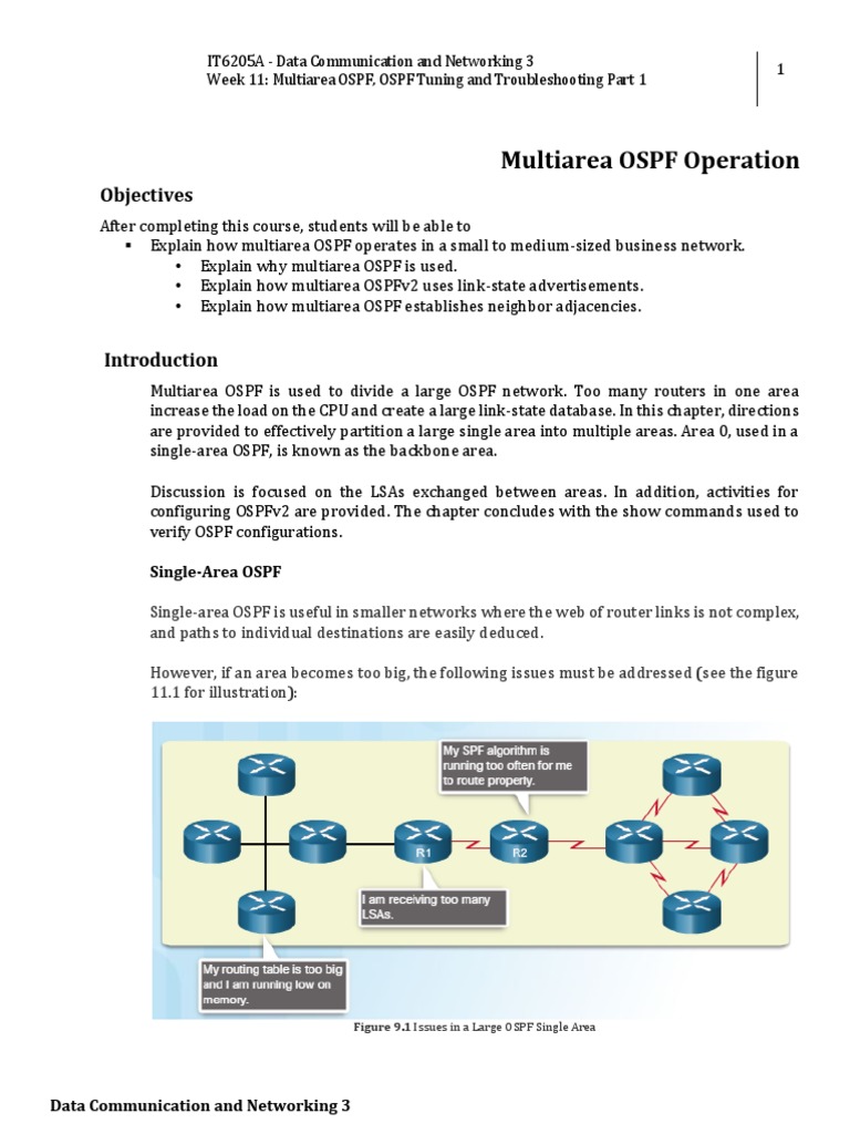 Week 11 - Multiarea OSPF, OSPF Tuning and Troubleshooting Part 1 PDF | PDF | Routing | Router ...