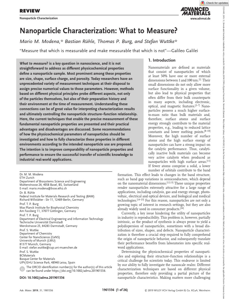 Nanoparticle Characterization What To Measure | PDF | Nanoparticle | Transmission Electron ...