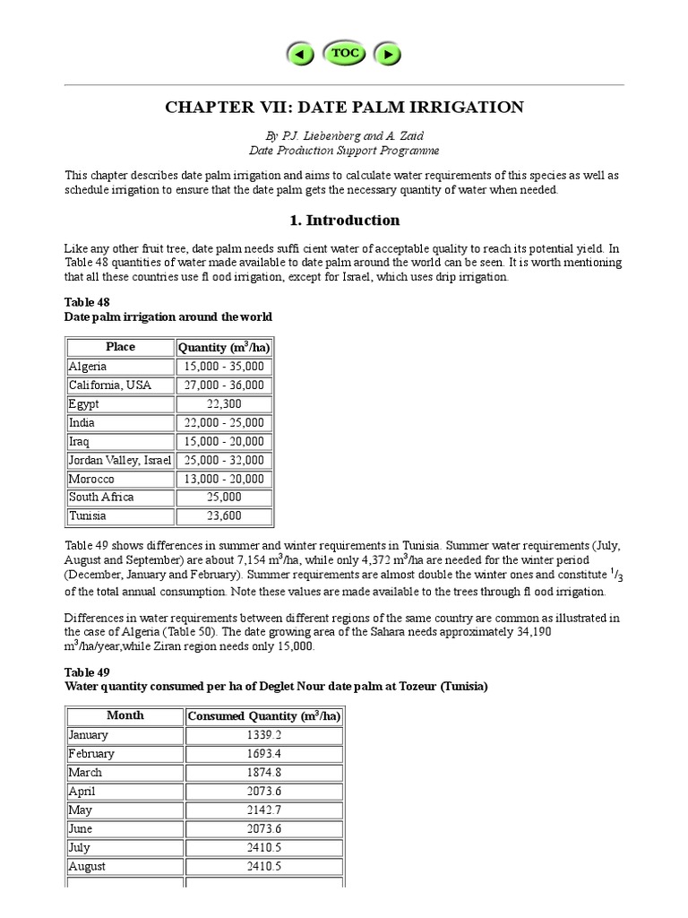 Chapter Vii - Date Palm Irrigation | PDF | Evapotranspiration | Irrigation