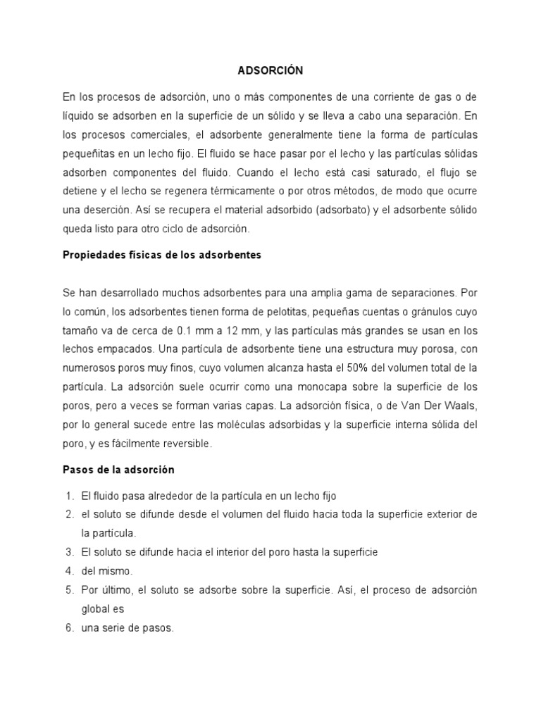 ADSORCIÓN | PDF | Adsorción | Química Física