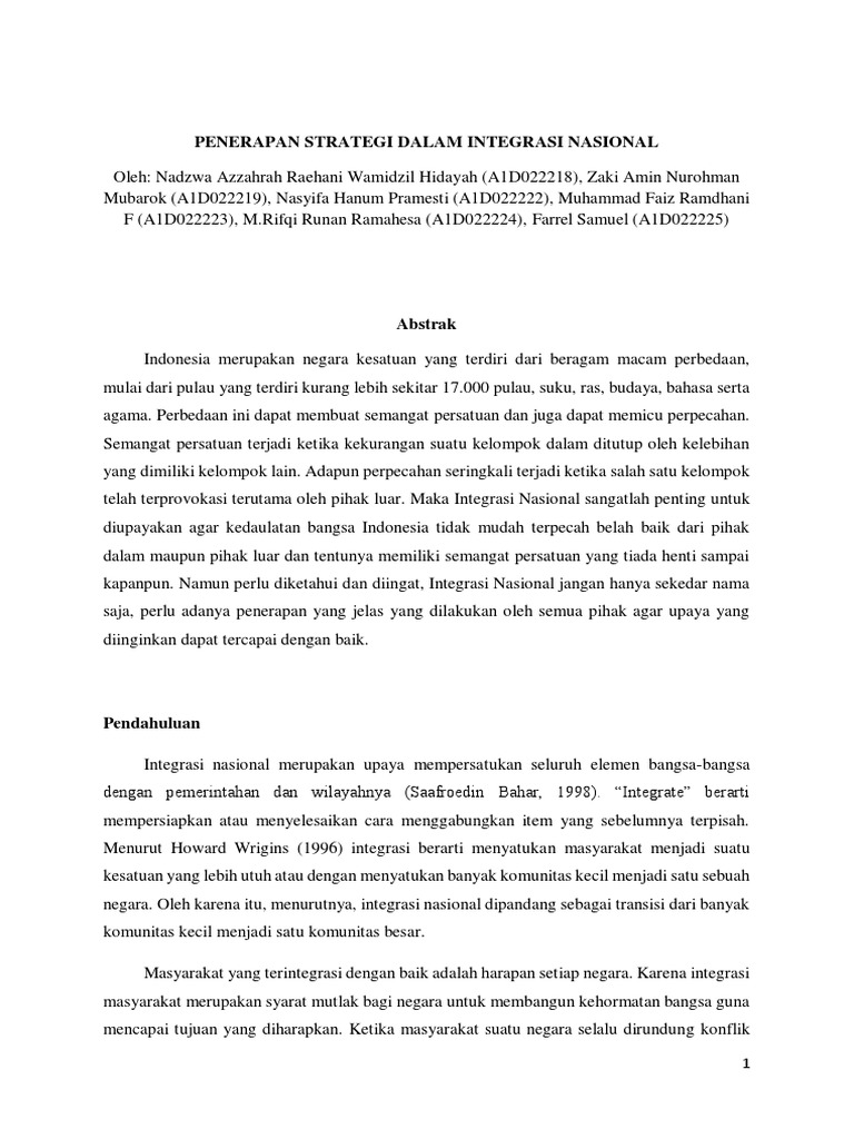 Artikel KWN Strategi Integrasi Nasional | PDF