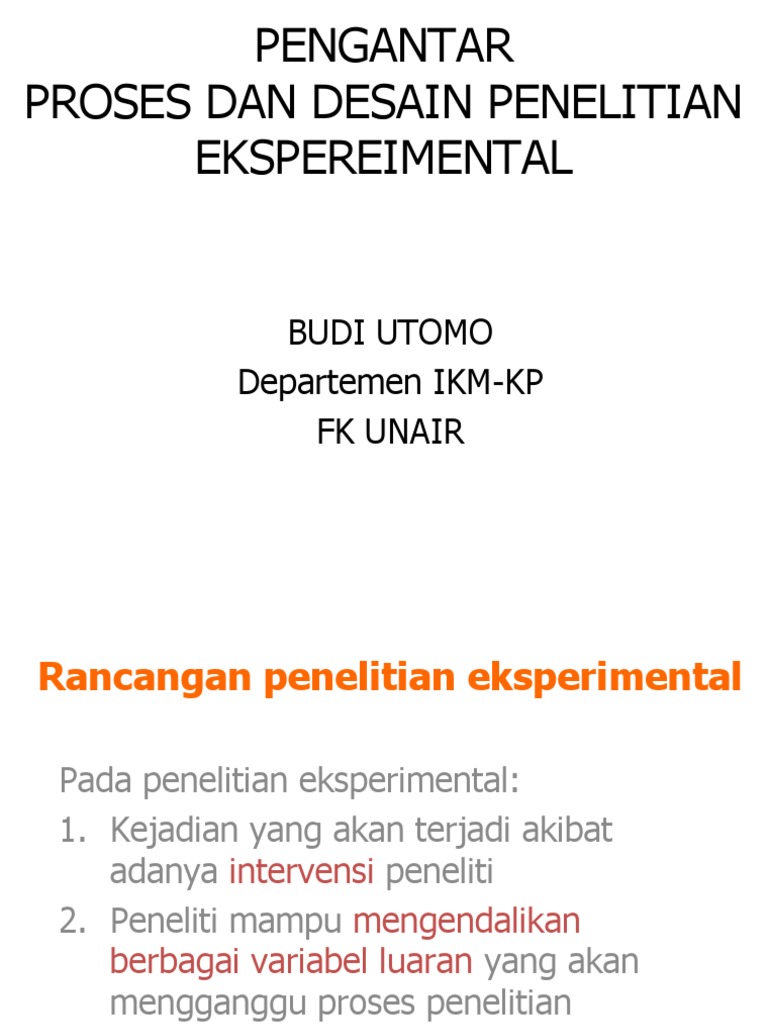 Desain Penelitian Eksperimental | PDF