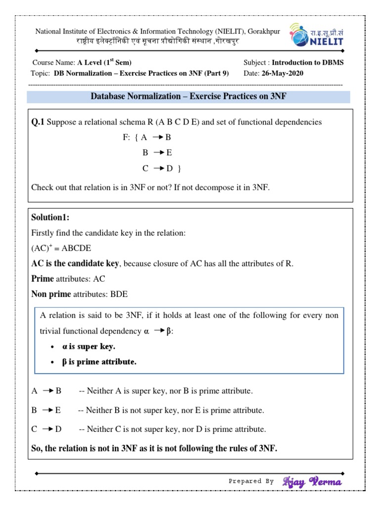 DB Normalization Exercises for 3NF | PDF | Data | Computer Science