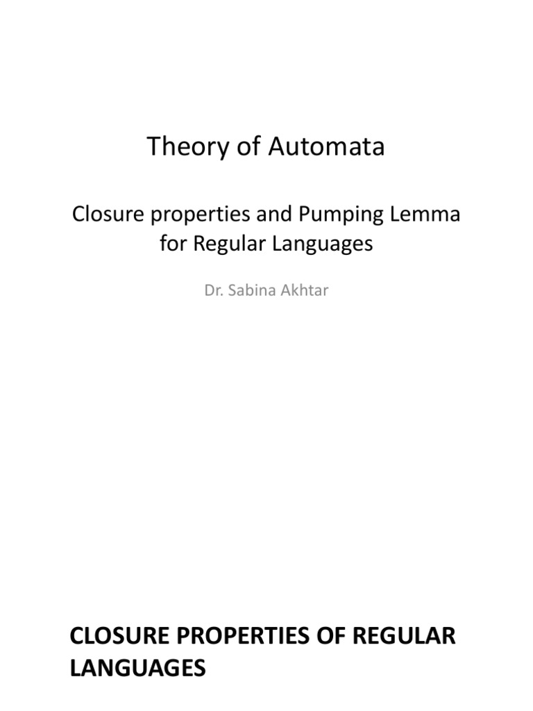 Theory of Automata Lecture 7 Slides | PDF | Automata Theory | Theory Of Computation