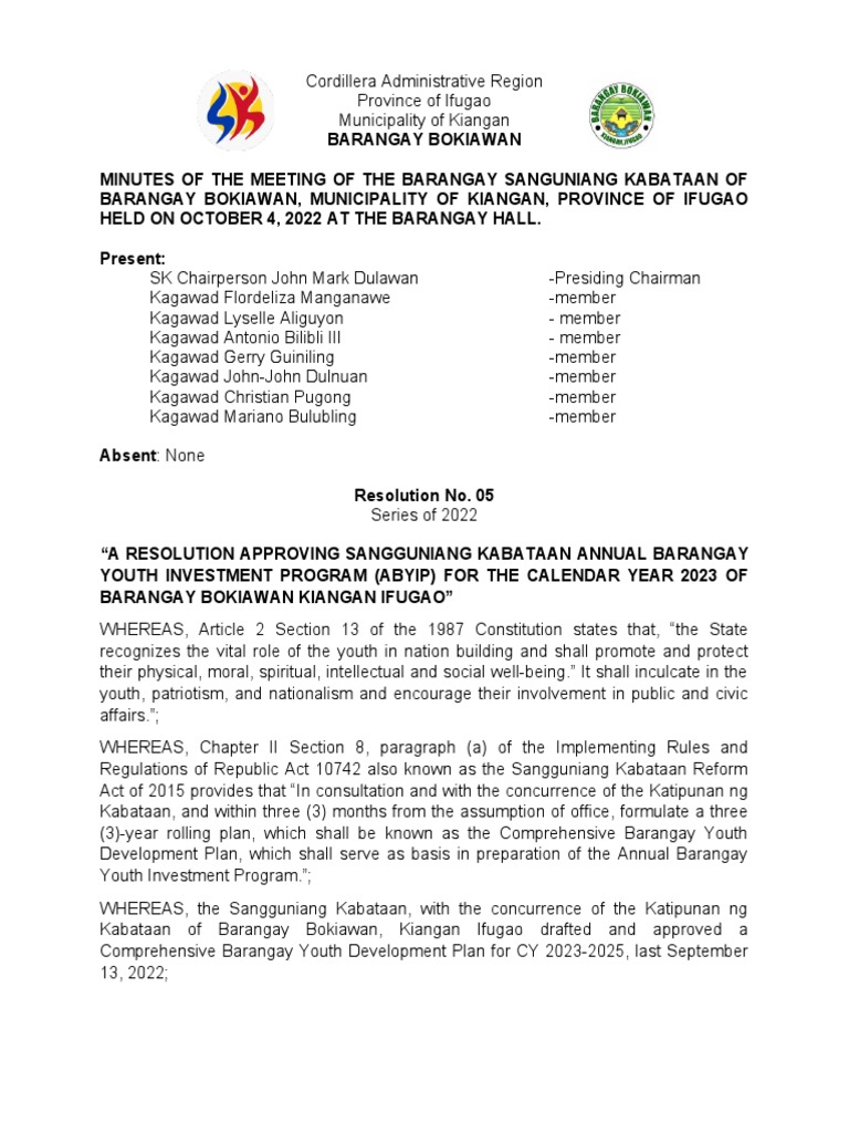 Resolution Approving The Abyip | PDF | Philippines | Justice