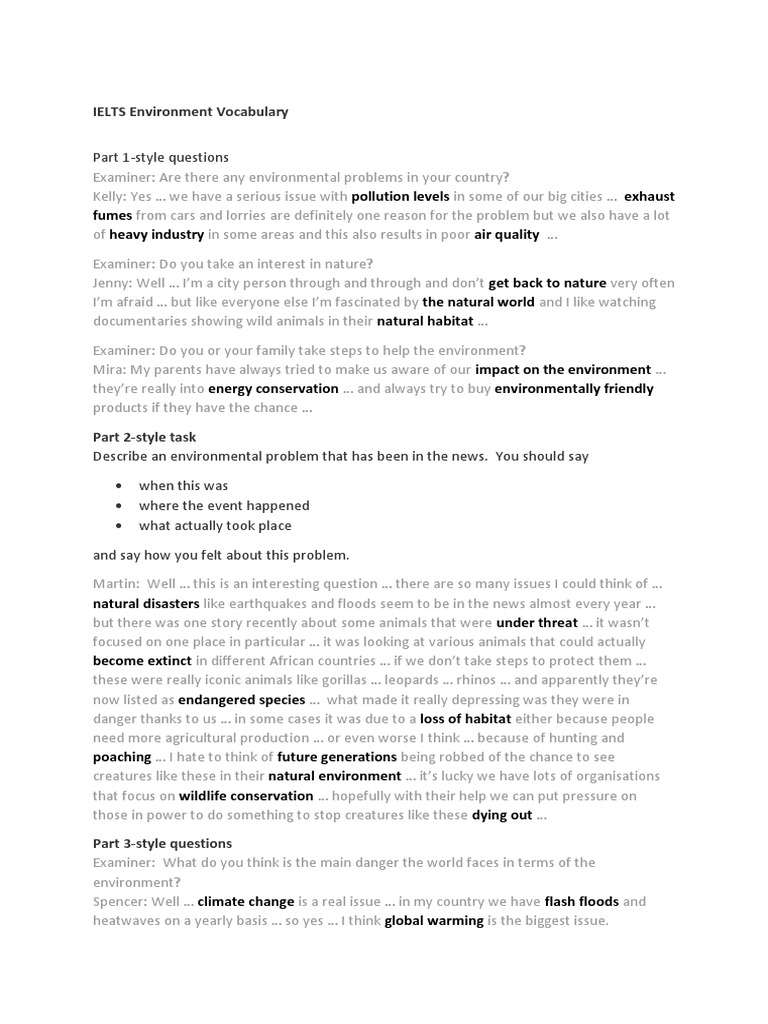 Environment Vocabulary | PDF | Climate Change | Nature