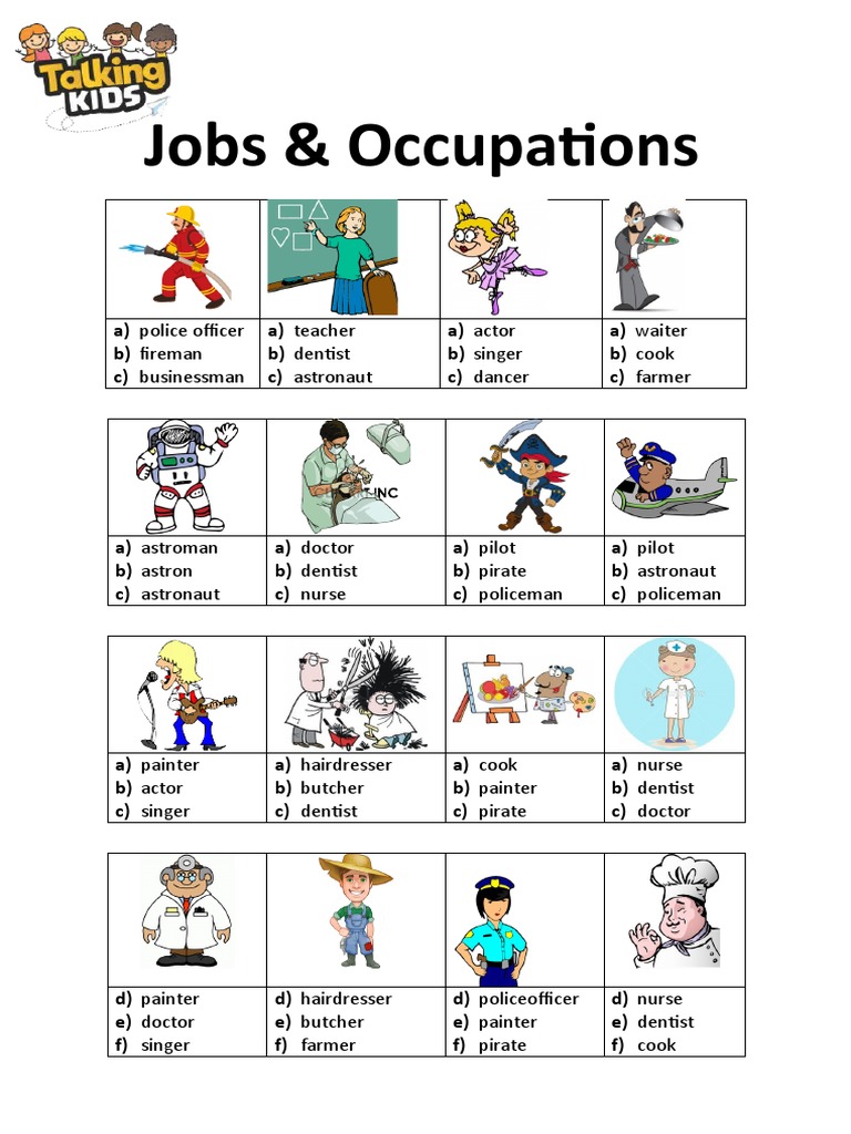Jobs and Occupations Worksheet Little Kids | PDF
