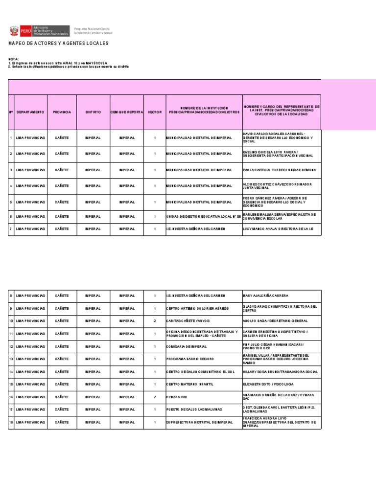 Matriz Mapeo de Actores - 2022 | PDF | Lima | Instituciones sociales