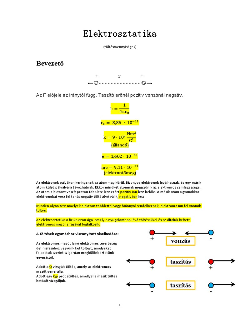 Elektrosztatika | PDF