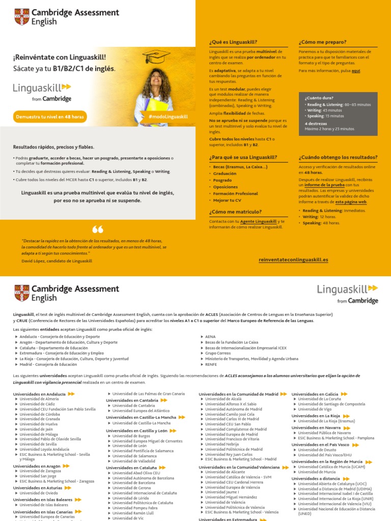 Certificación Linguaskill en Cambridge | PDF | Madrid | España