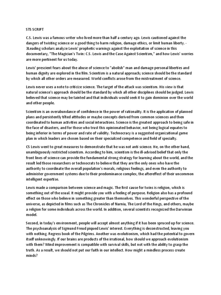 Sts Script | PDF | Science | Mind