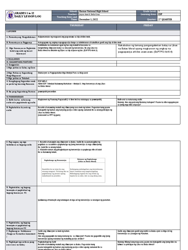 DLL - Esp 7 - Q2 - W4 | PDF