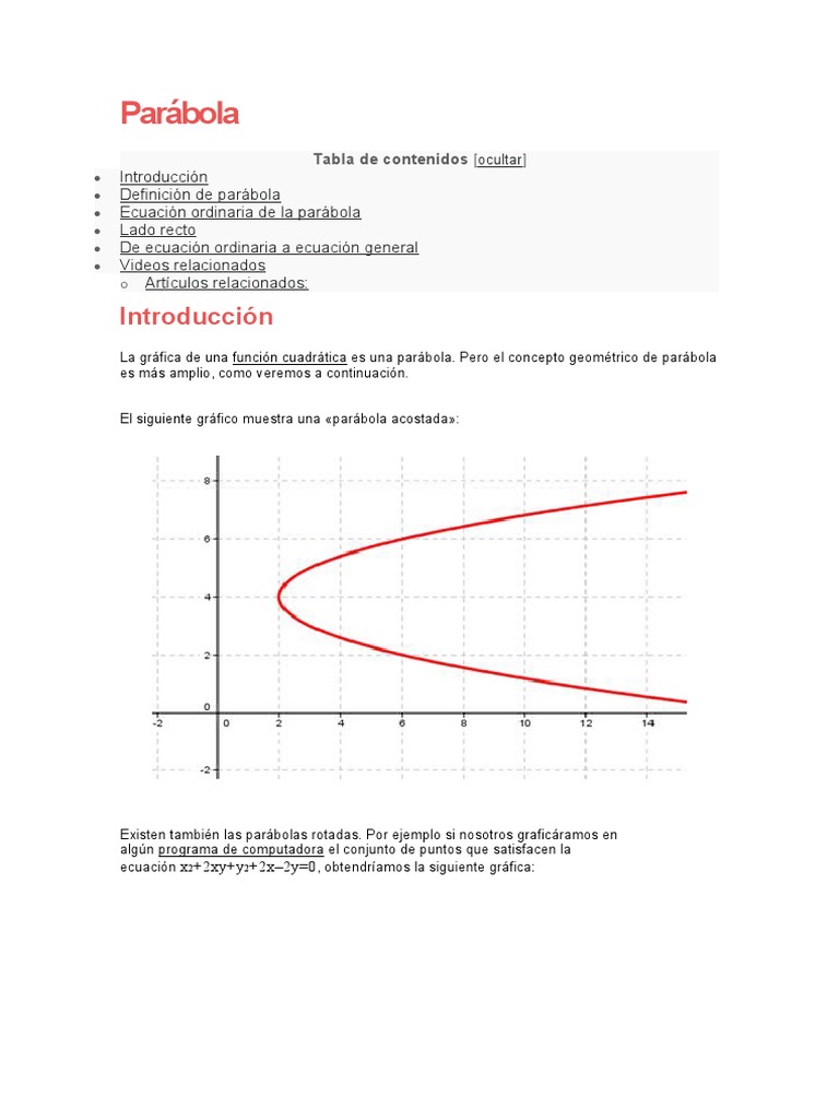 Parábola | PDF | Ecuaciones | Geometría