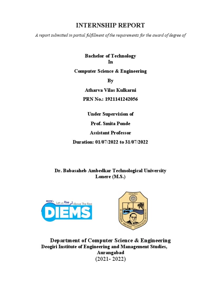 Internship Report: Computer Science B.Tech | PDF | Temperature | World Wide Web
