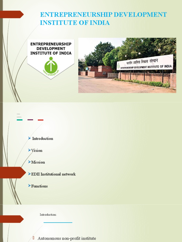Entrepreneurship Development Institute of India | PDF