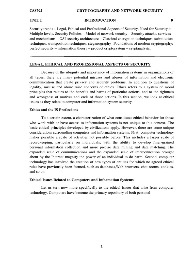 CNS - Unit - 1 | PDF | Cryptography | Cipher CNS - Unit - 1 | PDF | Cryptography | Cipher